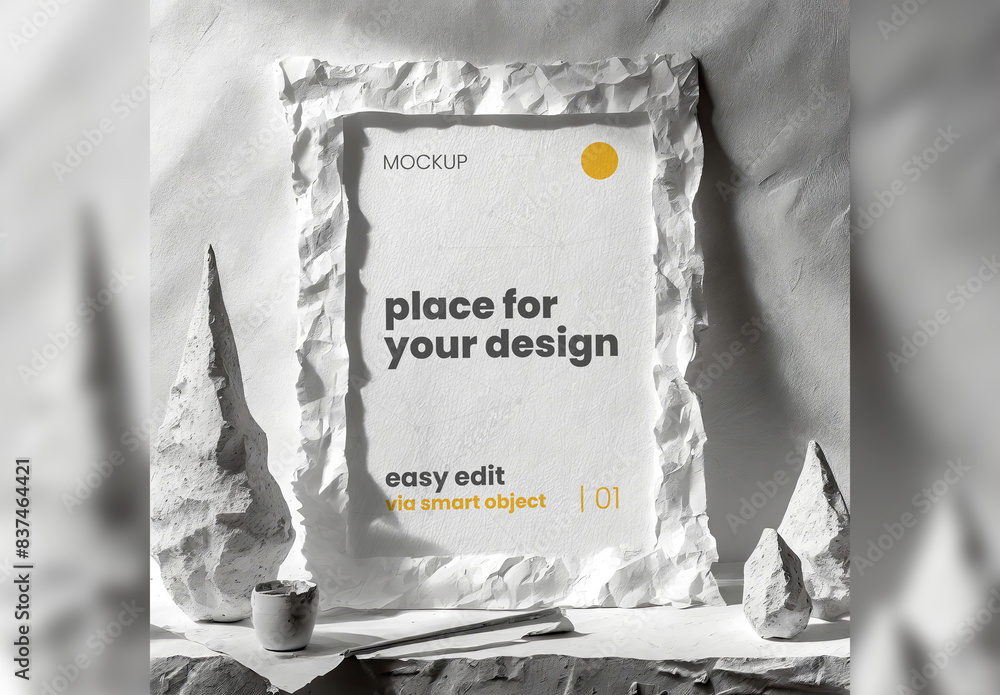 Paper Mache Frame Poster Mockup 03 Generative Ai Stock Template | Adobe ...