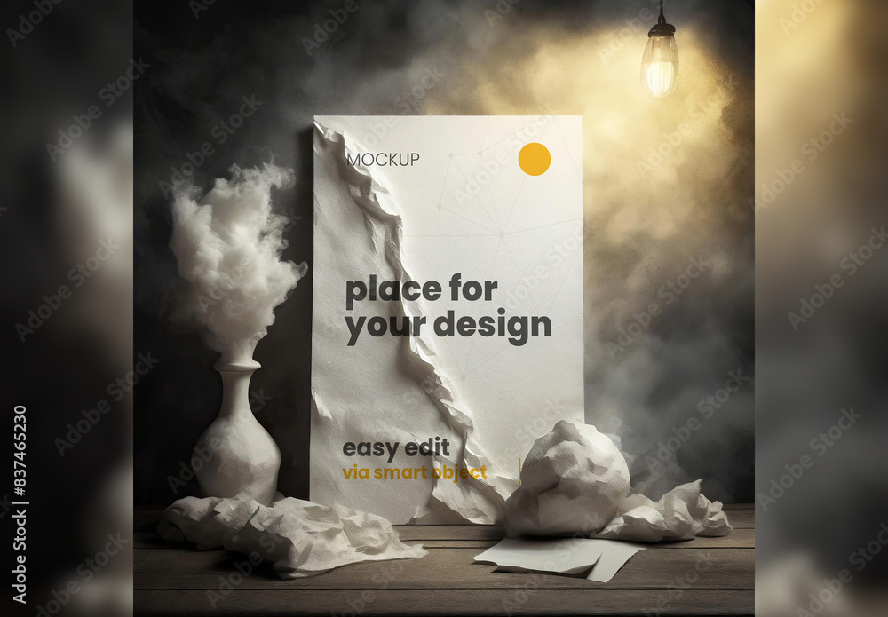 Paper Texture Art Frame Poster Mockup 01 Generative Ai Stock Template | Adobe Stock