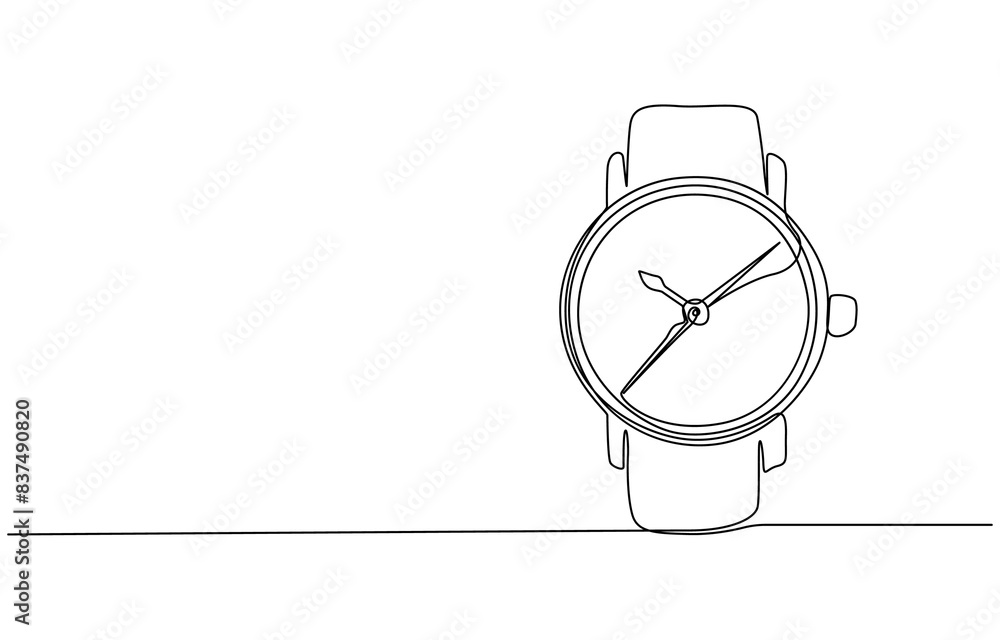 Vector one continuous single line of vintage watch isolated on white ...