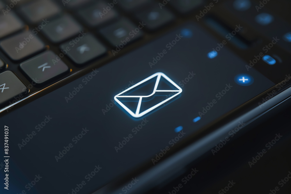 Email icon in mobile app, minimalistic layout, seamless integration ...