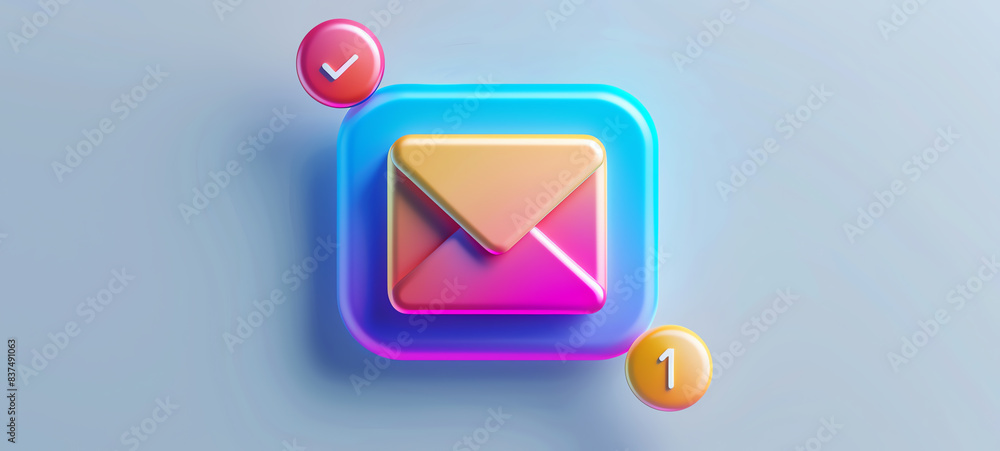 Email icon with notification badge, clean design, modern interface, top ...