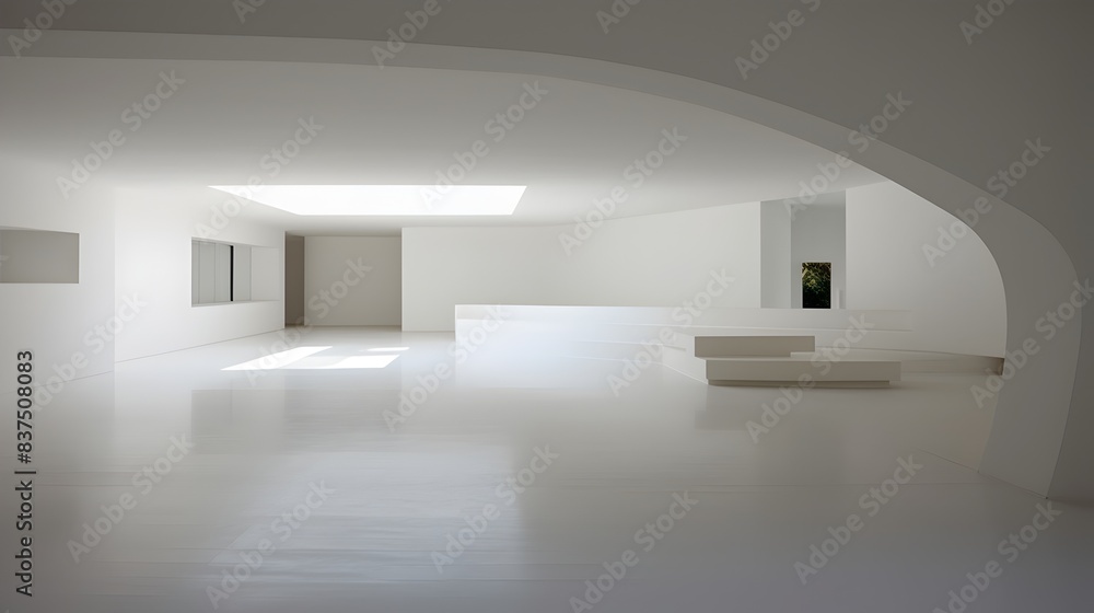 Expansive Modernist Minimalist Interior Architectural Design with Empty ...