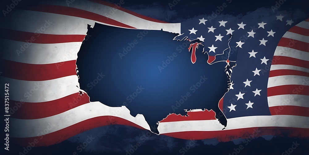 Map of the USA with Flag Colors Representing the United States map ...
