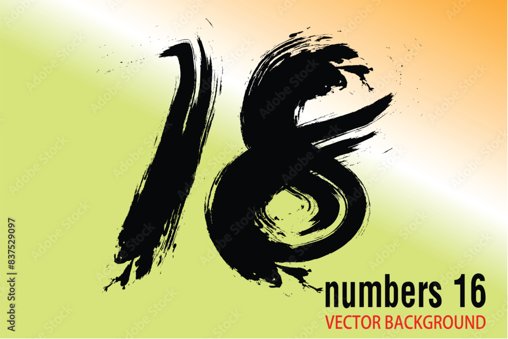 Vetor de number 18 Brush strokes paint - number Vector paintbrush, 18 ...