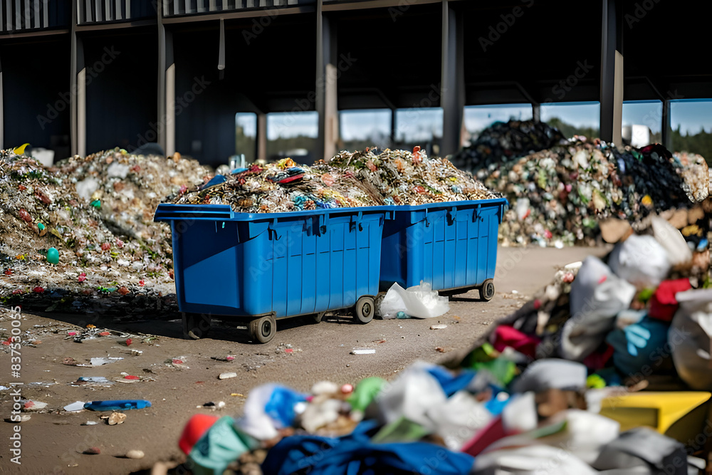 Waste sorting. Big collection of garbage types. Organic, paper, metal ...