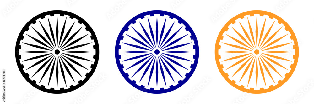 Ashok chakra in black, blue and orange color with accurate lines ...