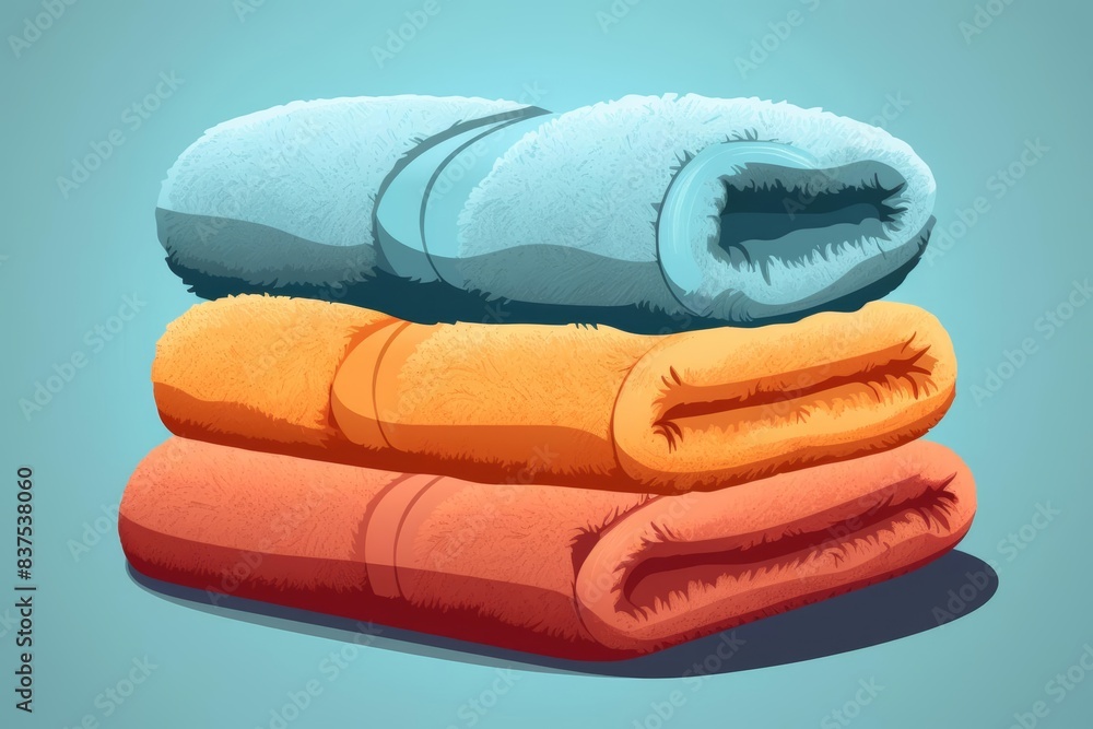 Towel flat design side view rolled towels theme animation ...