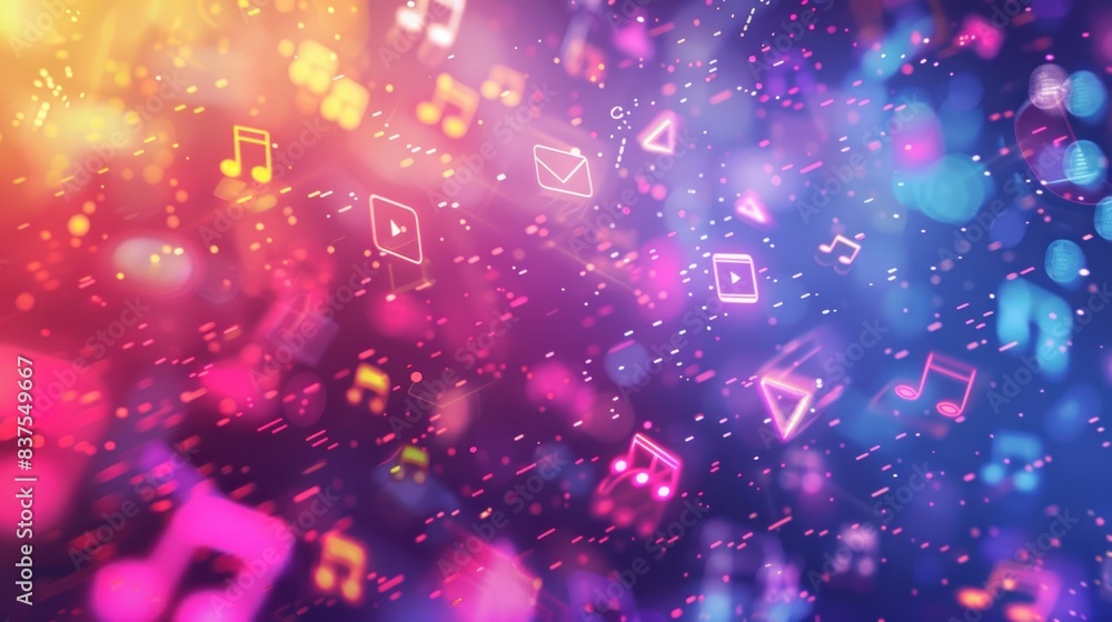 Modern digital landscape of HD streaming services, dynamic and colorful ...