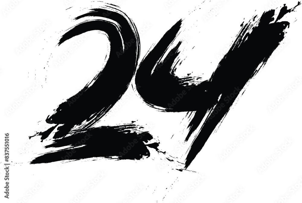 numbers 24 written with a brush vector, 24 Years Anniversary ...