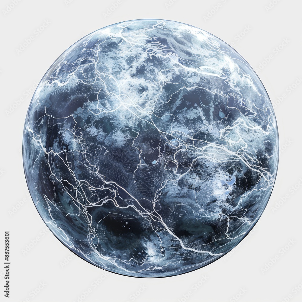 Detailed water planet stands out against transparent background in UHD ...