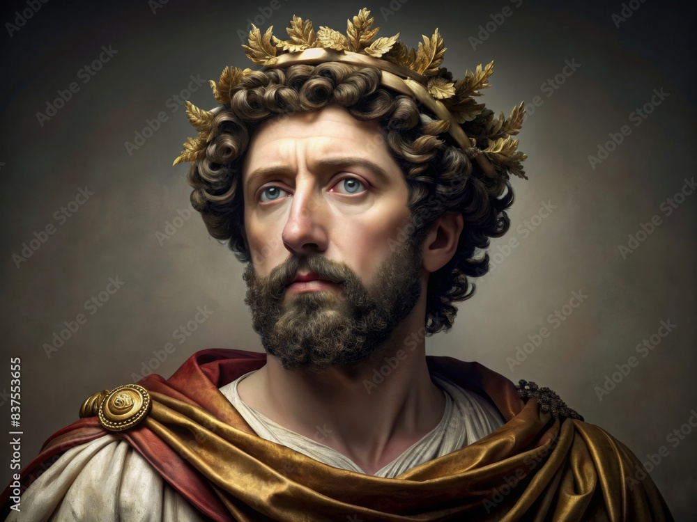 Portrait of Marcus Aurelius, Roman Emperor and Philosopher, depicted in ...