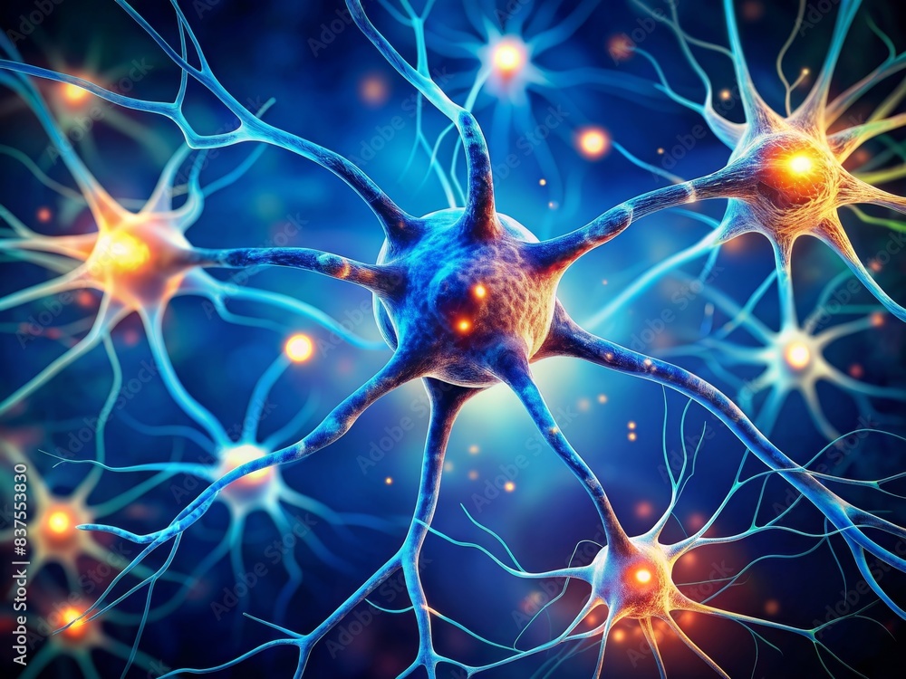 of a signal transmitting neuron cell, neuron, nerve cell, transmitting, communication, impulse ...