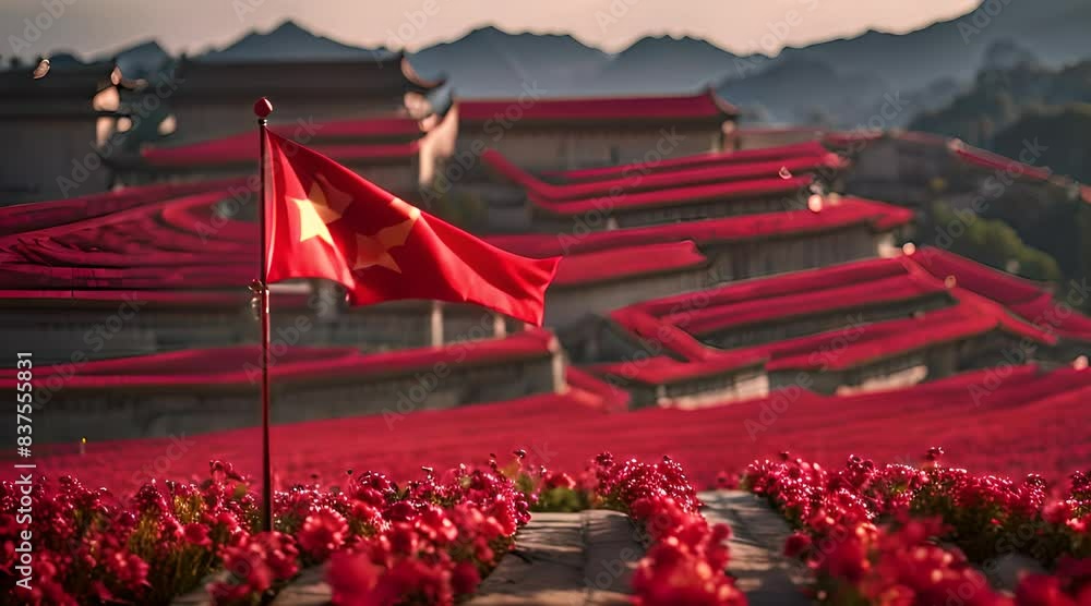 Five-Star Red Flag. Symbol of Unity and Revolution vídeo de Stock ...