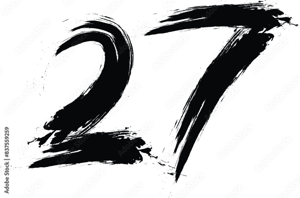 numbers 27 written with a brush vector. 27 Years Anniversary ...