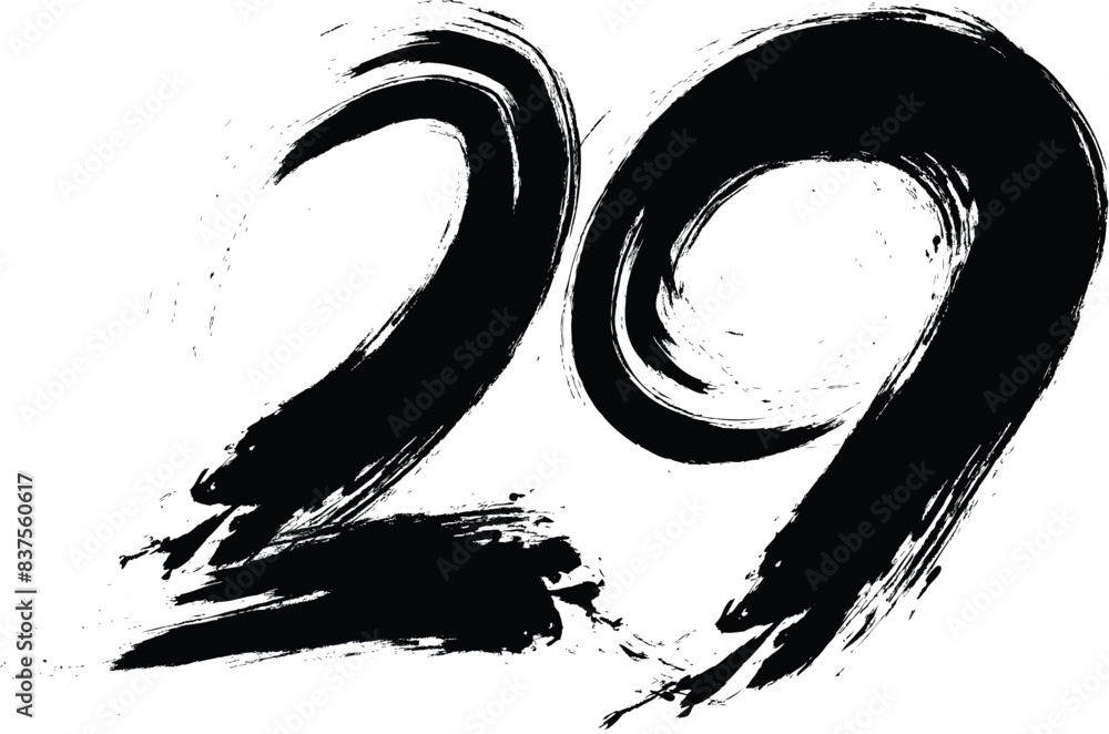 numbers 29 written with a brush vector. 29 Years Anniversary ...