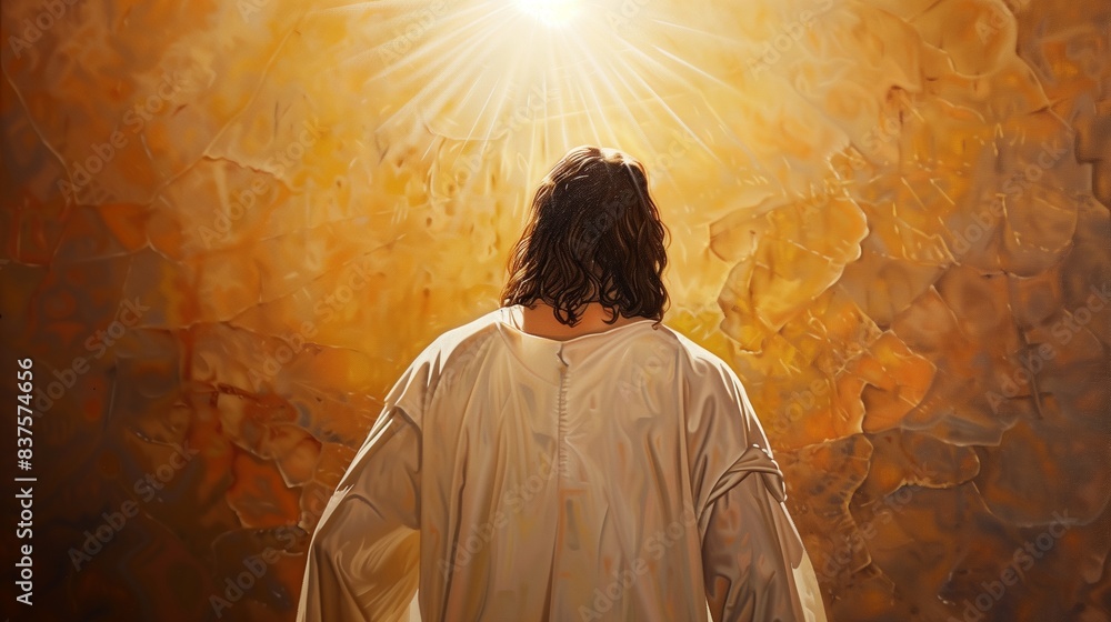 A breathtaking oil painting of the resurrection of Jesus Christ, seen ...