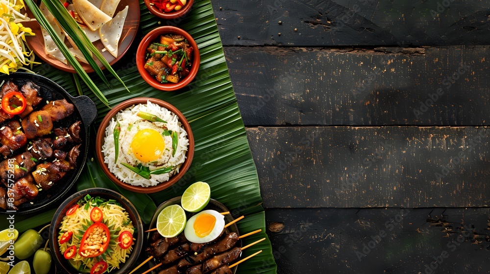 Top View of Various Filipino Foods with Space for Text on Left ...