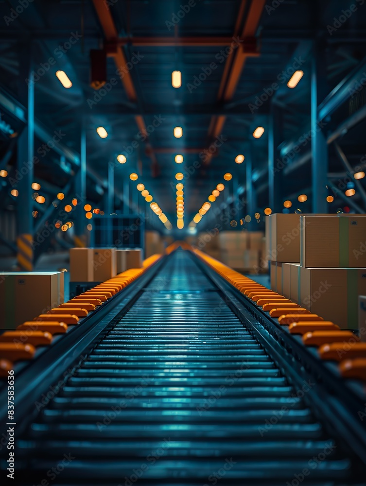 Modern warehouses with automated conveyor belt sorting mechanisms with ...