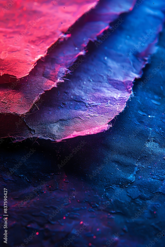 Documentary style. Detailed view of the edge of A4 paper with colorful ...