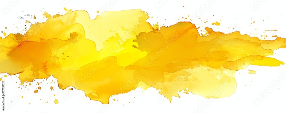 Abstract yellow color painting illustration - watercolor paper with ...
