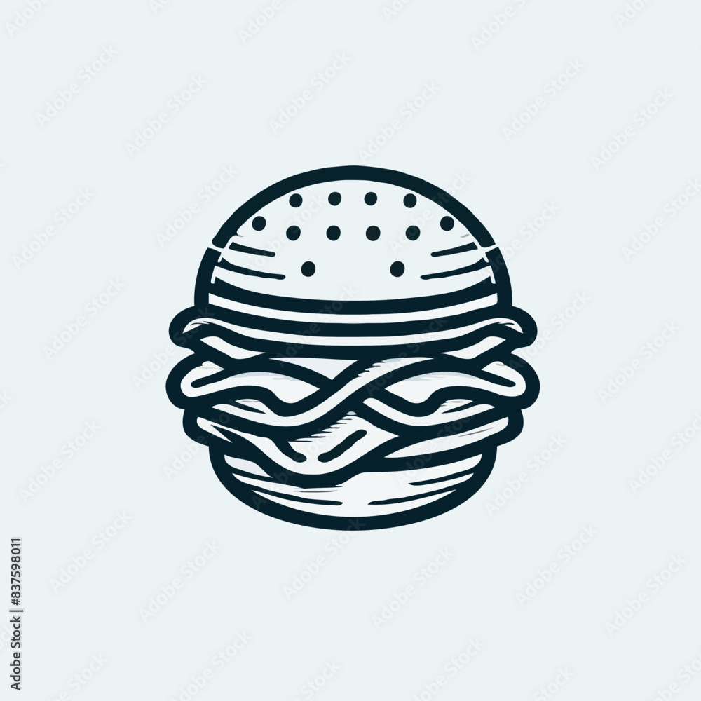 Burger fast food KFC vector icon white background Stock Vector | Adobe ...