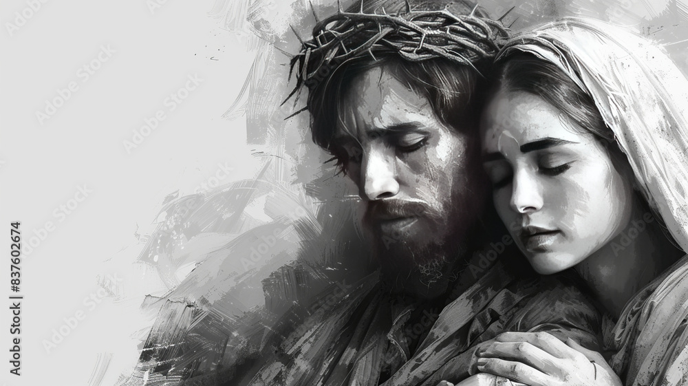 Jesus, taken down from the cross, is given to his mother Mary. Sixth ...