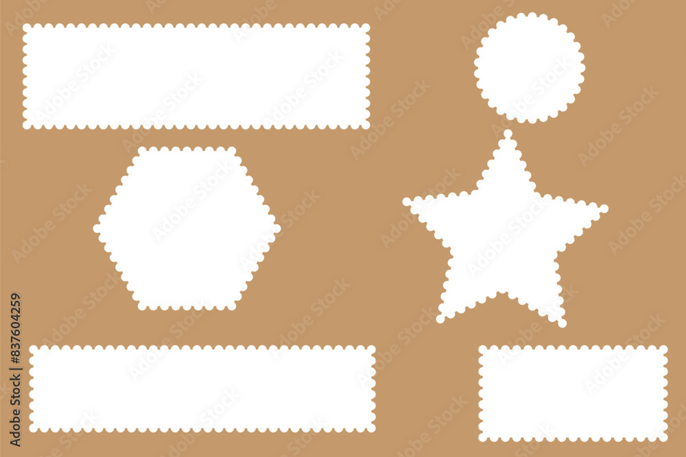 Wave rectangle frame. Doodle scalloped edge border with wavy pattern ...