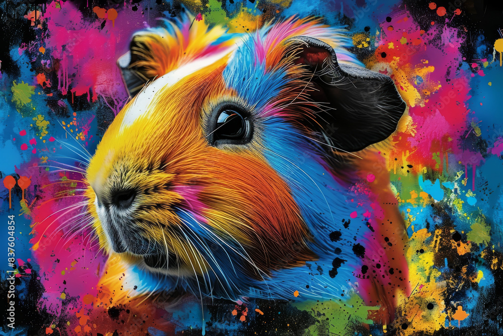 guinea pig in neon colors in a pop art style Stock Illustration | Adobe ...