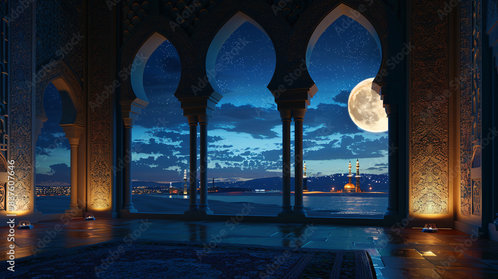 mosque latern islamic nigth eid al adha happy eid adha greeting card ...