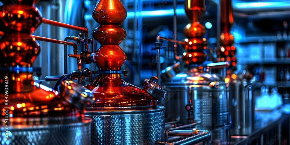 Process of distillation involving evaporation and condensation in ...