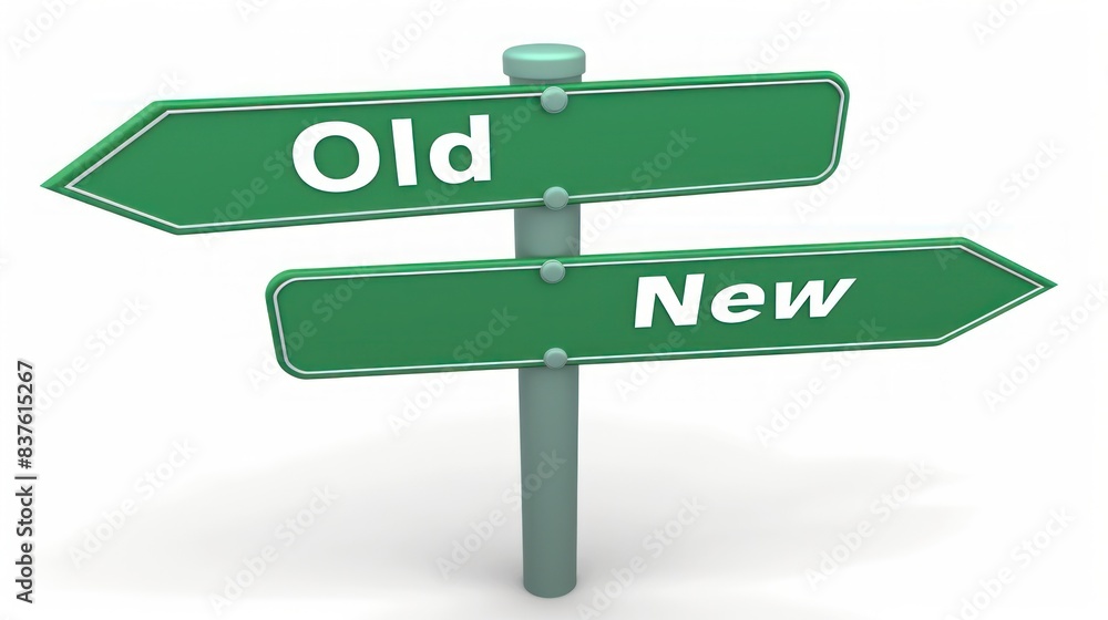Old vs New, Old or New. An image of a green directional street sign ...