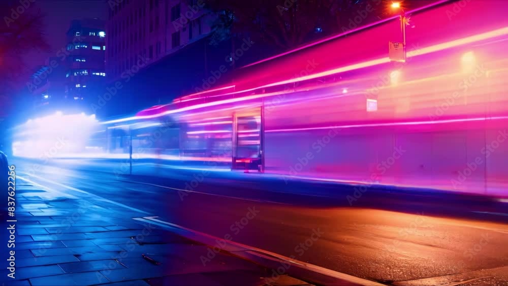 Night city bus stop with blank white billboard for advertising mockup ...