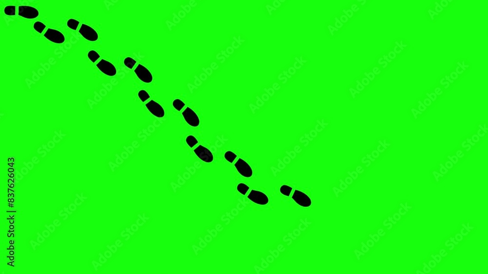 Human boot foot print walk animation on green screen. Two feet of ...