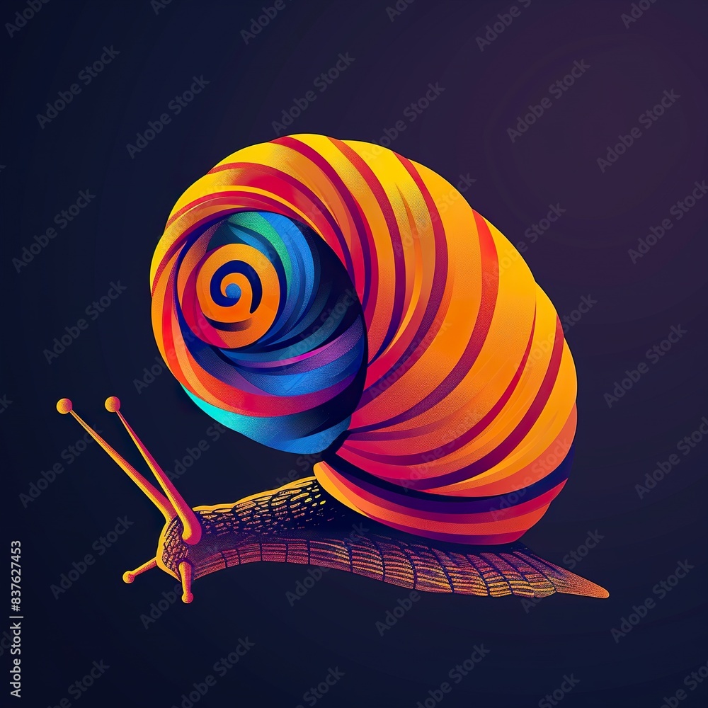 Design a character logo for â€˜. snail with vibrant color, that looks ...