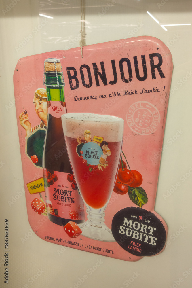 mort subite kriek lambic sign brand and text logo Belgian beer ...