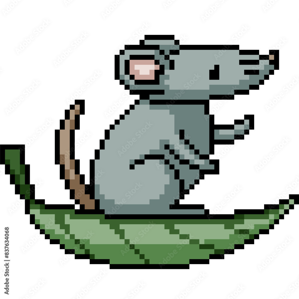 pixel art of rat riding leaf Stock Vector | Adobe Stock