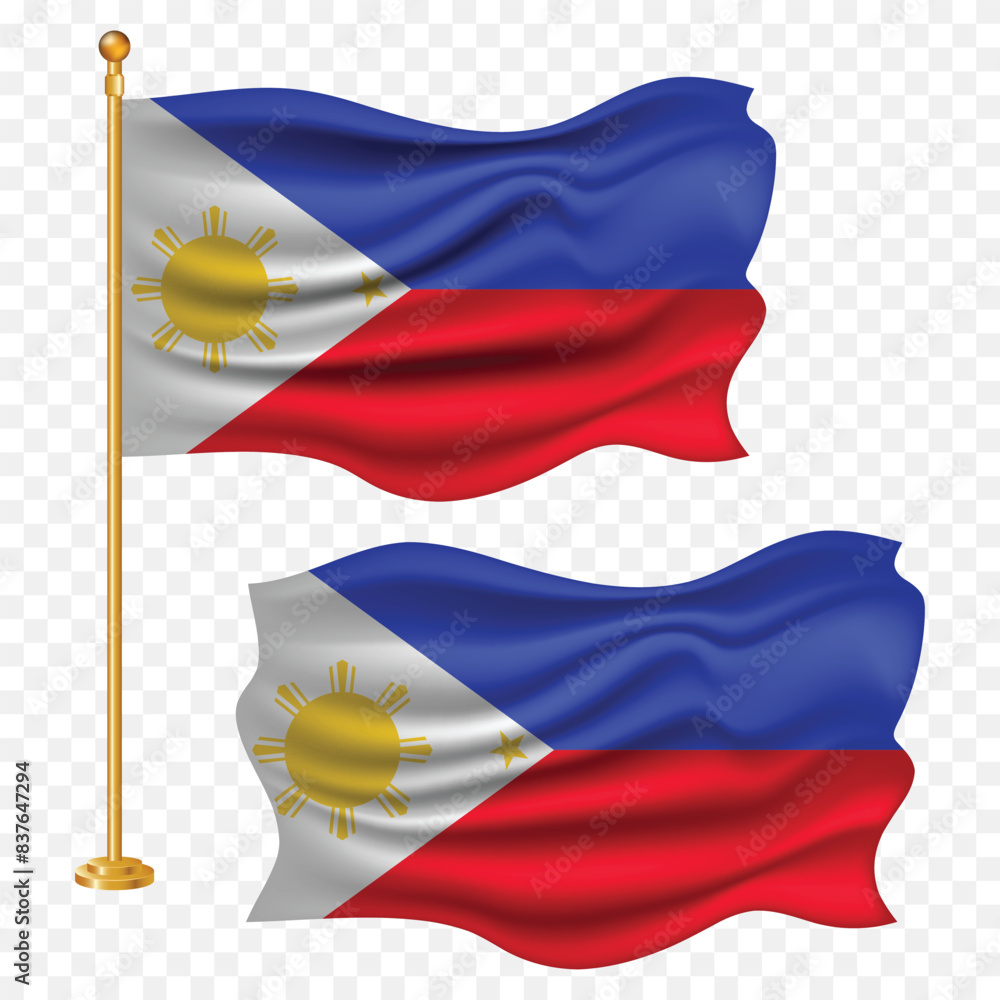 Philippines independence day with national flag waving fabric ...