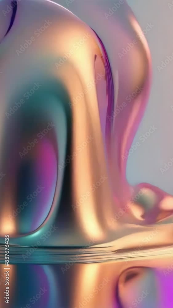 metallic pastel colors abstract liquid metal melting 3D shape art ...