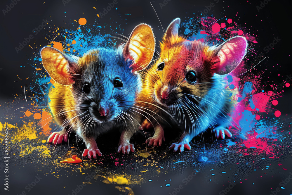 mice in neon colors in a pop art style Stock Illustration | Adobe Stock