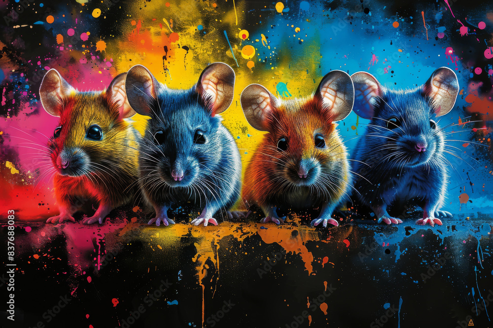 mice in neon colors in a pop art style Stock Illustration | Adobe Stock