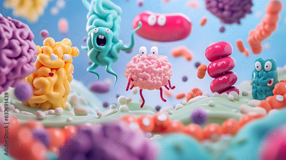 Diverse personified bacteria as illustration of healthy gut microbiome ...