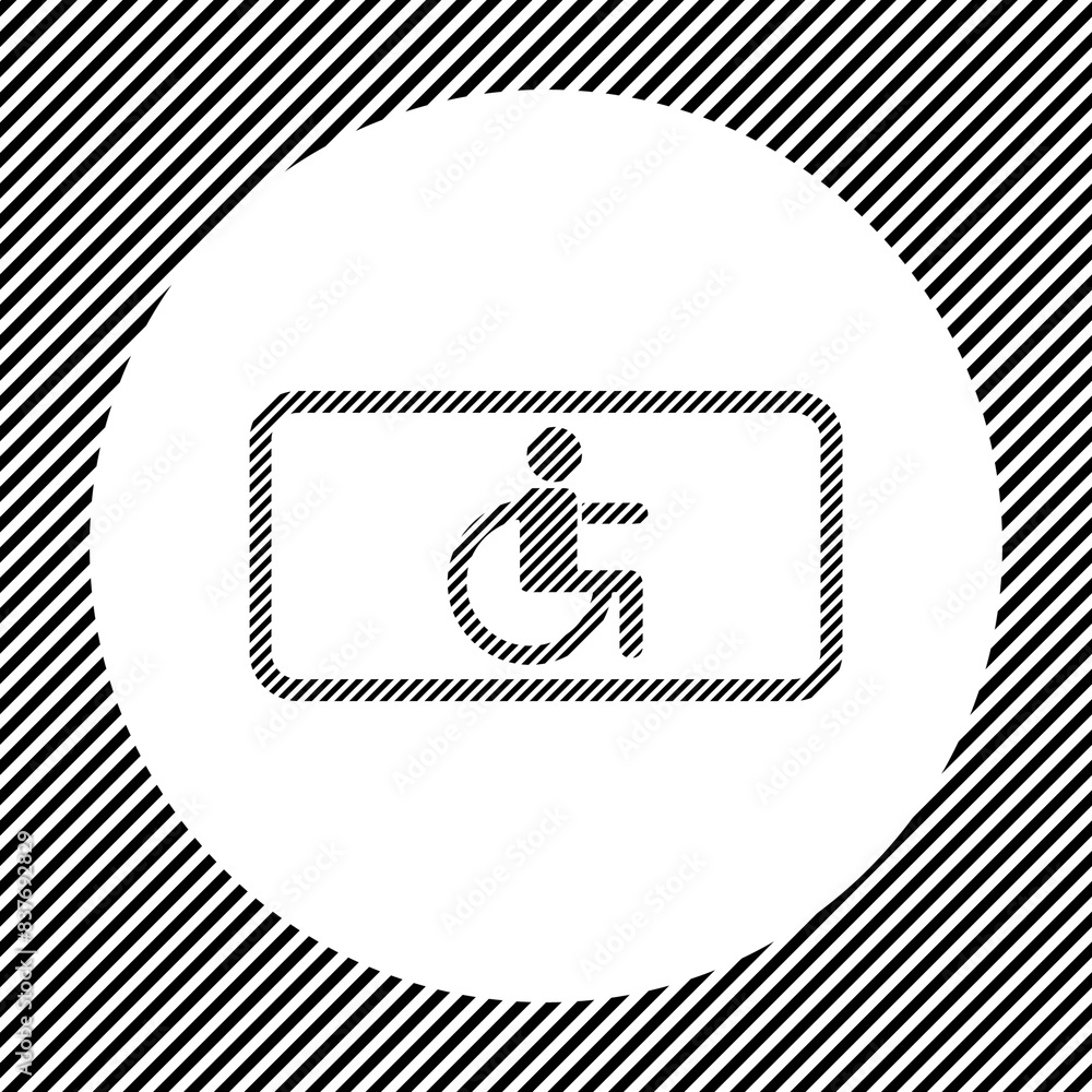 A large disabled road sign in the center as a hatch of black lines on a ...