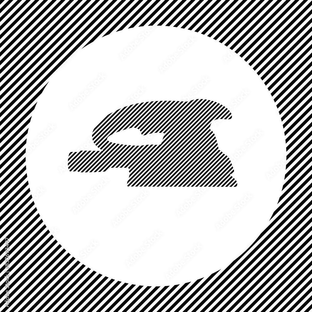 A large sanding machine symbol in the center as a hatch of black lines ...