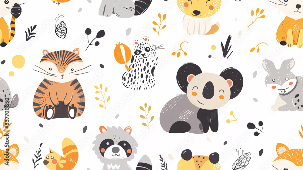 seamless animal wrapping wallpaper showcasing various playful animals ...
