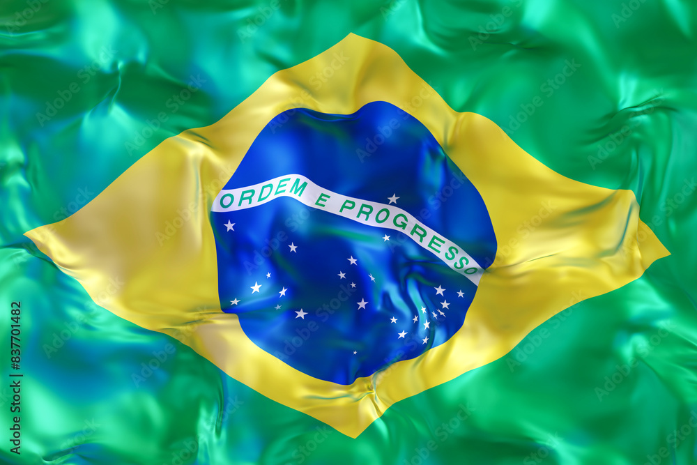 Vibrant depiction of the Brazilian flag, with its iconic green, yellow ...