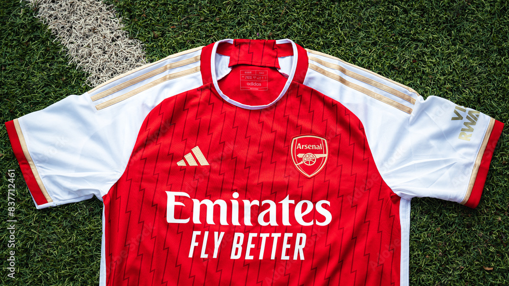 Thailand - June 2024: Adidas is launch Arsenal FC home jersey kit for ...