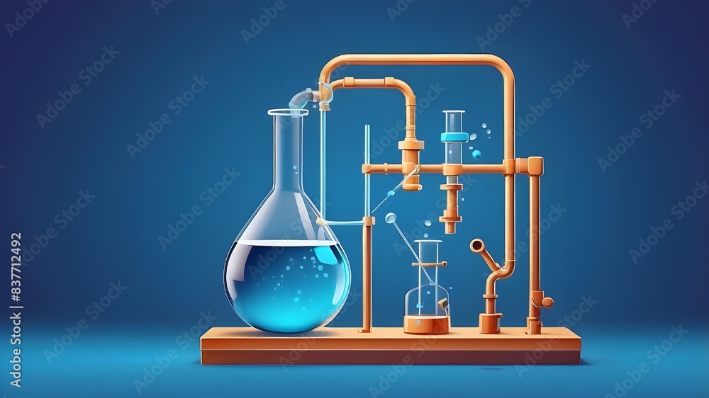 A minimalist yet dynamic illustration of a chemistry lab tube on a ...