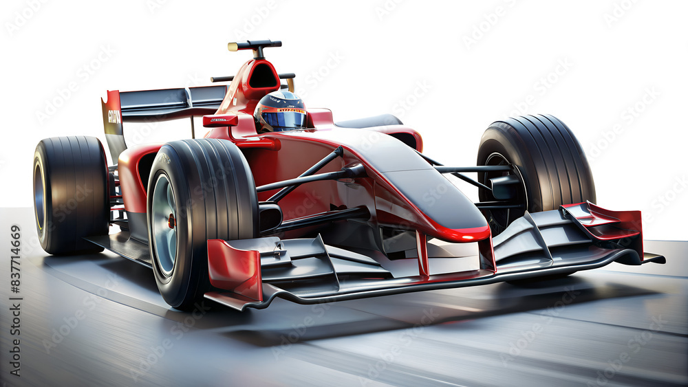 High-speed red formula one race car on track png isolated on ...