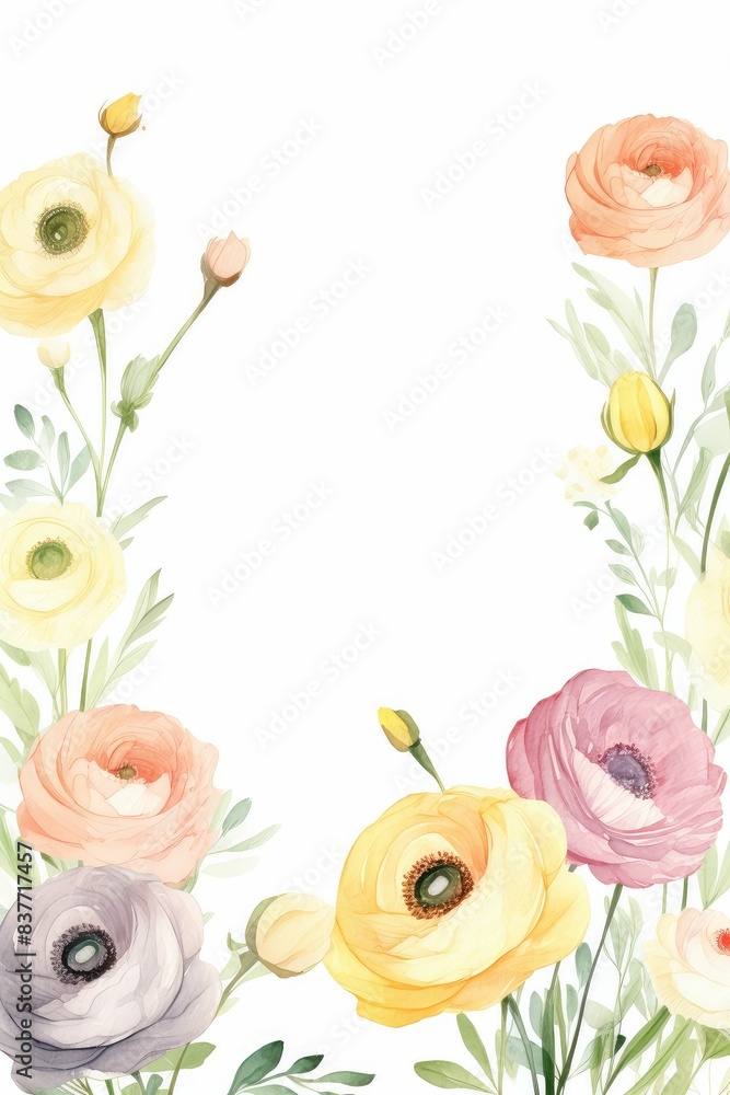 ranunculus themed frame or border for photos and text. various pastel ...