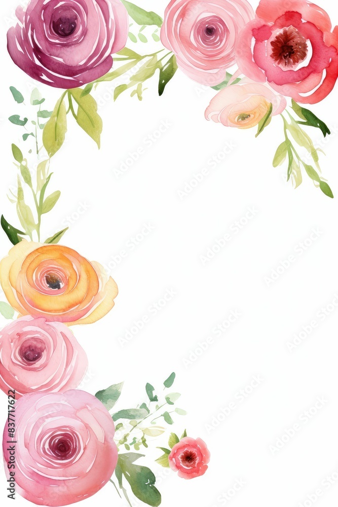 ranunculus themed frame or border for photos and text. various pastel ...